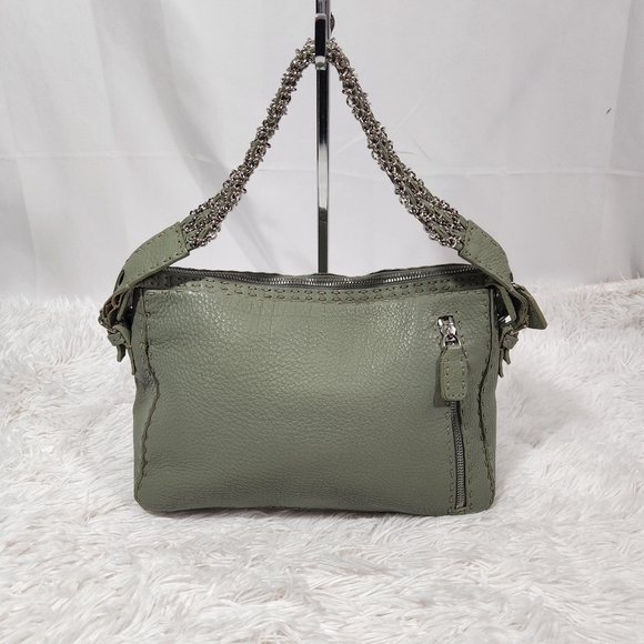 Fendi | Bags | Fendi Selleria Sage Green Chain Strap Shoulder Bag ...